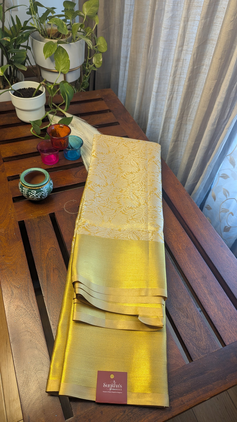 Nita Ambani Inspired Golden Saree – Sunitha's Sarees